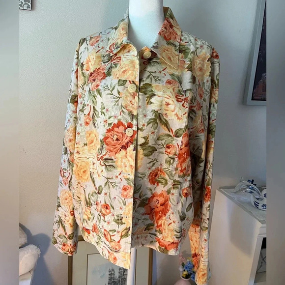 Coldwater Creek | Jackets & Coats | Coldwater Creek Linen Blend Floral ...